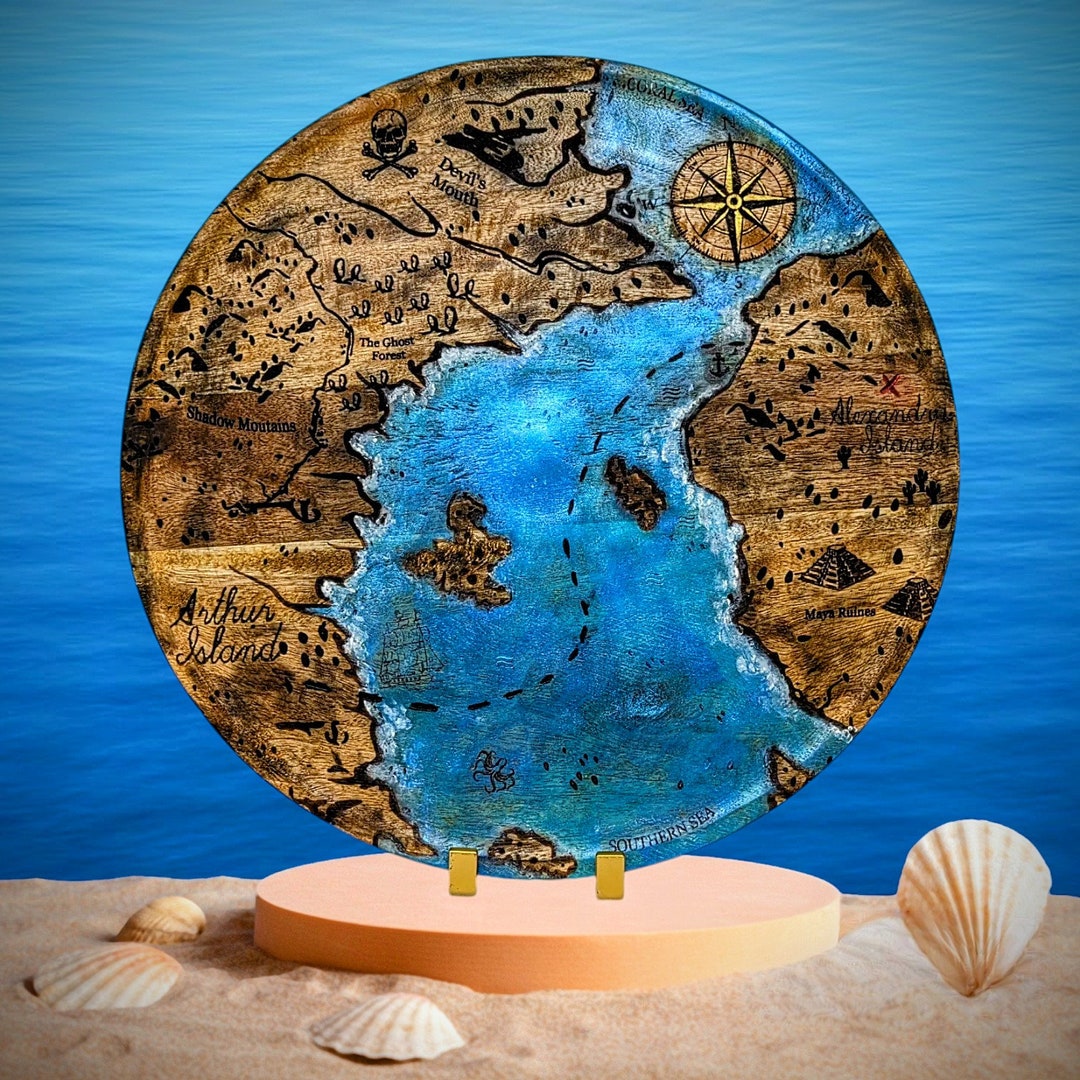 Customizable Marine Tray ENGRAVING Watch Pirate Treasure Map VINTAGE ...