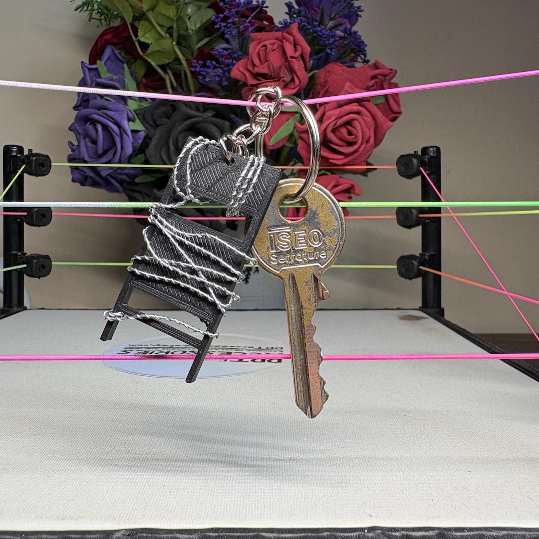 Barbed Wire Steel Chair Keyring: Pro Wrestling Key Chain, Handmade - Etsy