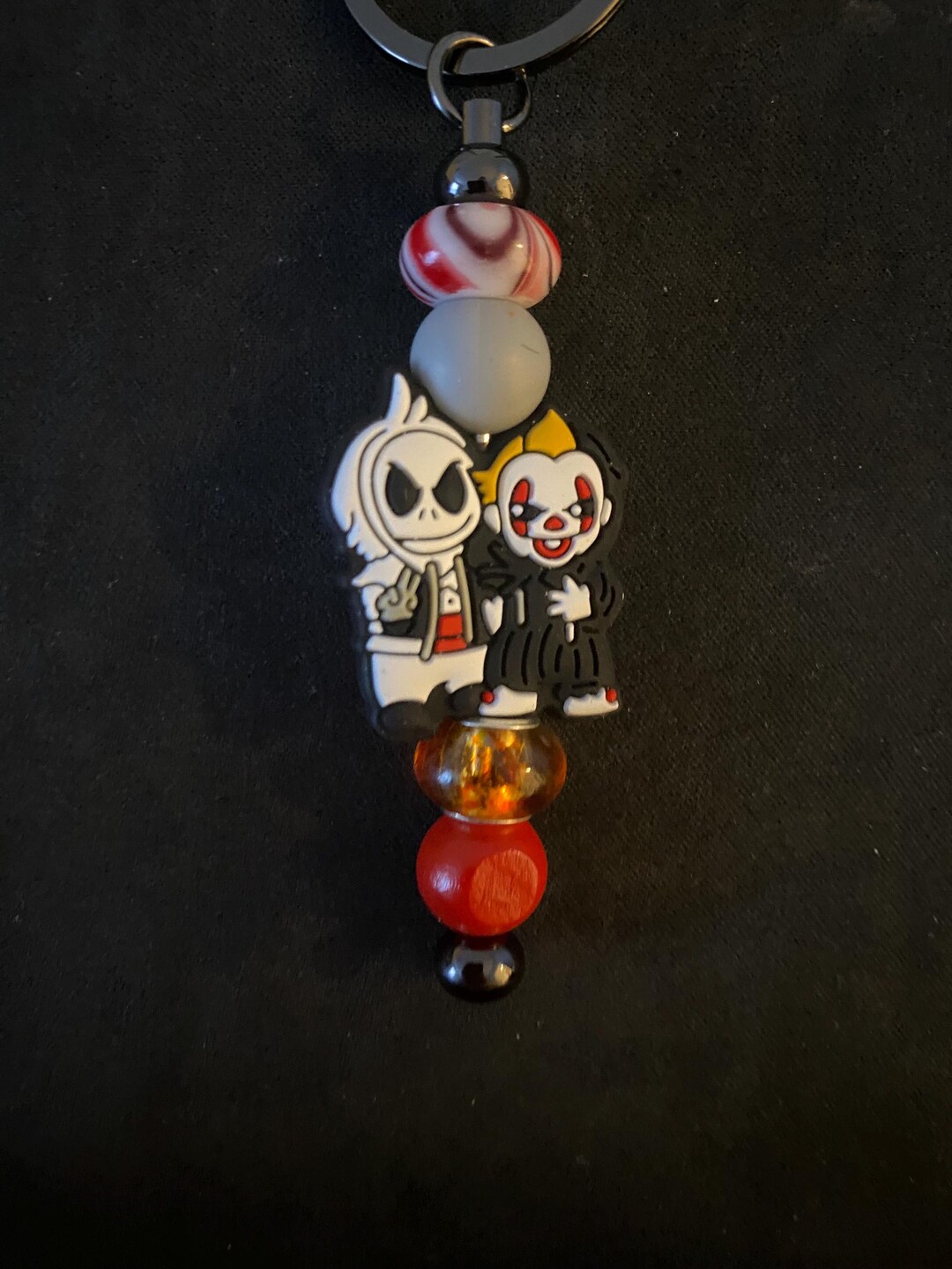 Beaded “jack Skellington and Pennywise” Keychain - Etsy
