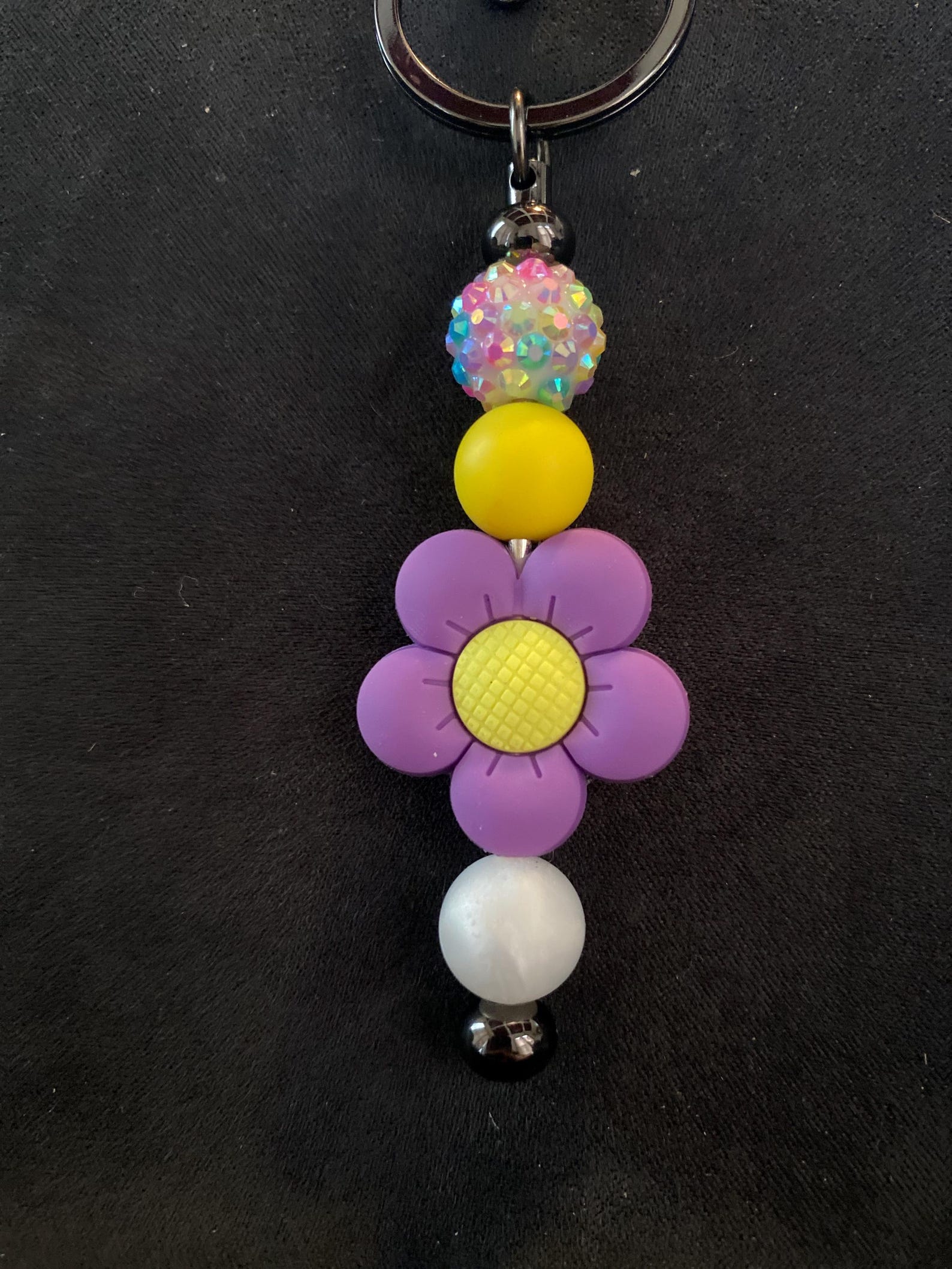 Beaded “purple Flower” Keychain - Etsy