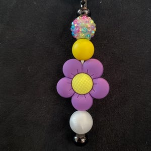 Beaded “purple Flower” Keychain - Etsy