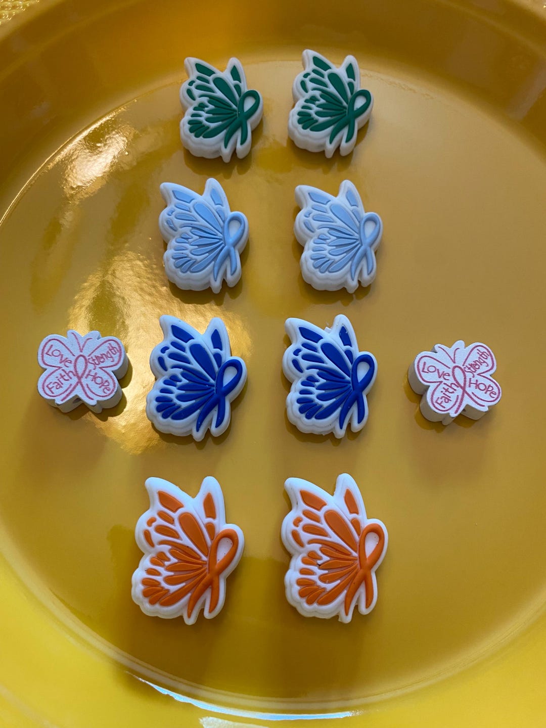 Mix of 10 Focal Beads- Cancer Ribbons Themed - Etsy