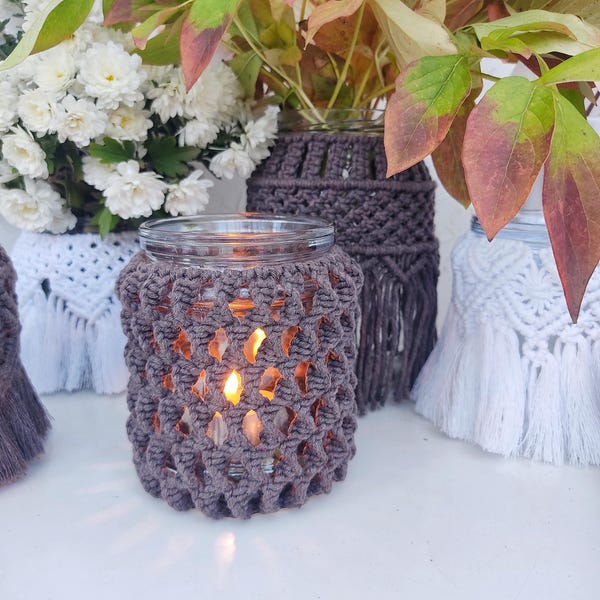 Macrame Candle Holder - Etsy