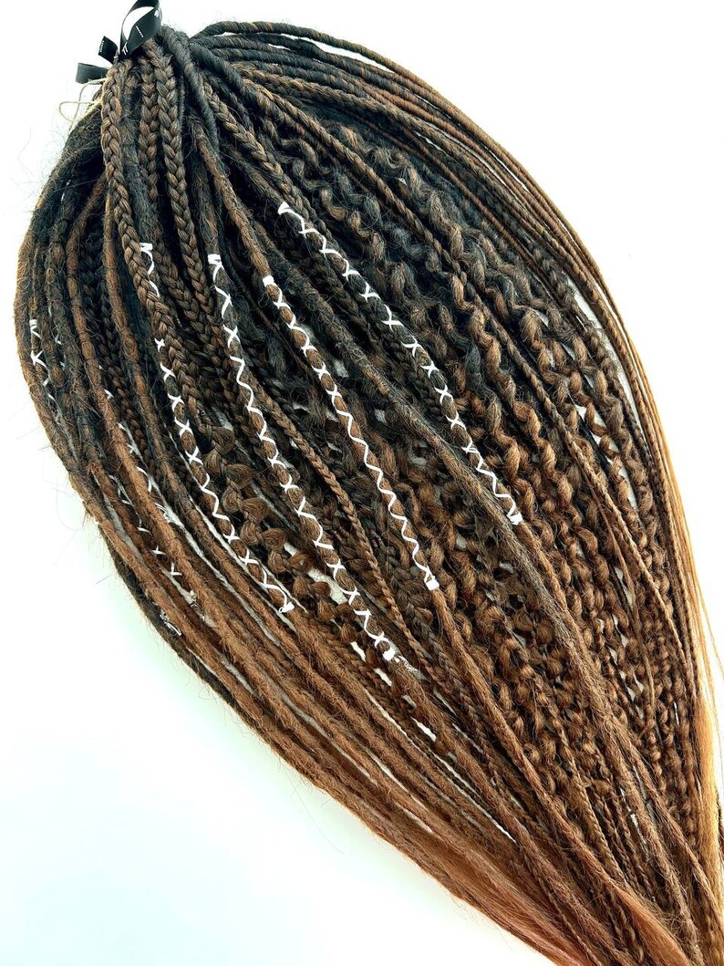 Ombre Dreadlocks Set: 50 DE Black to Brown Synthetic Dreads Extensions ...