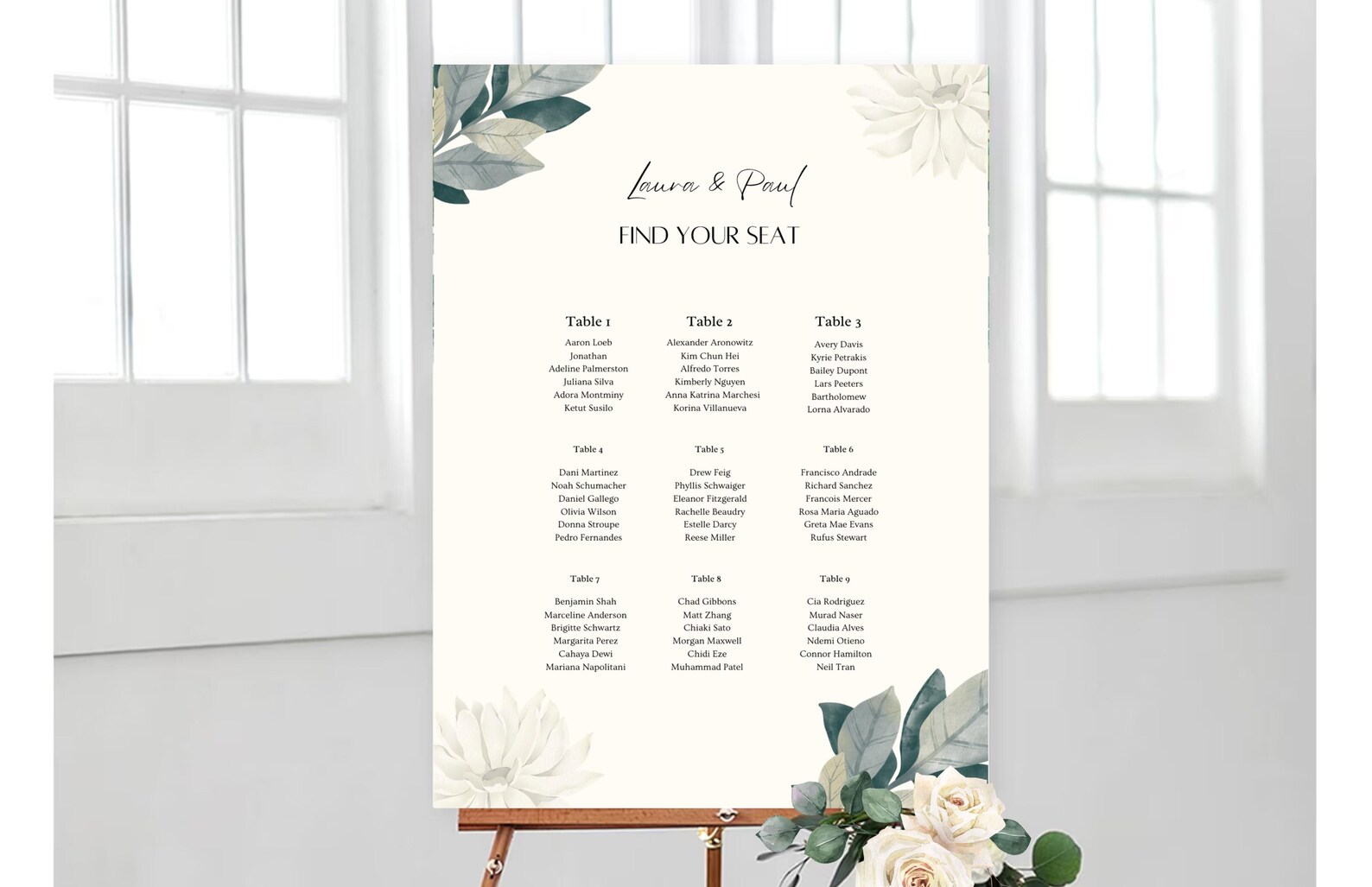 Wedding Seating Chart Table Numbers TEMPLATES on CANVA Stylish Design ...