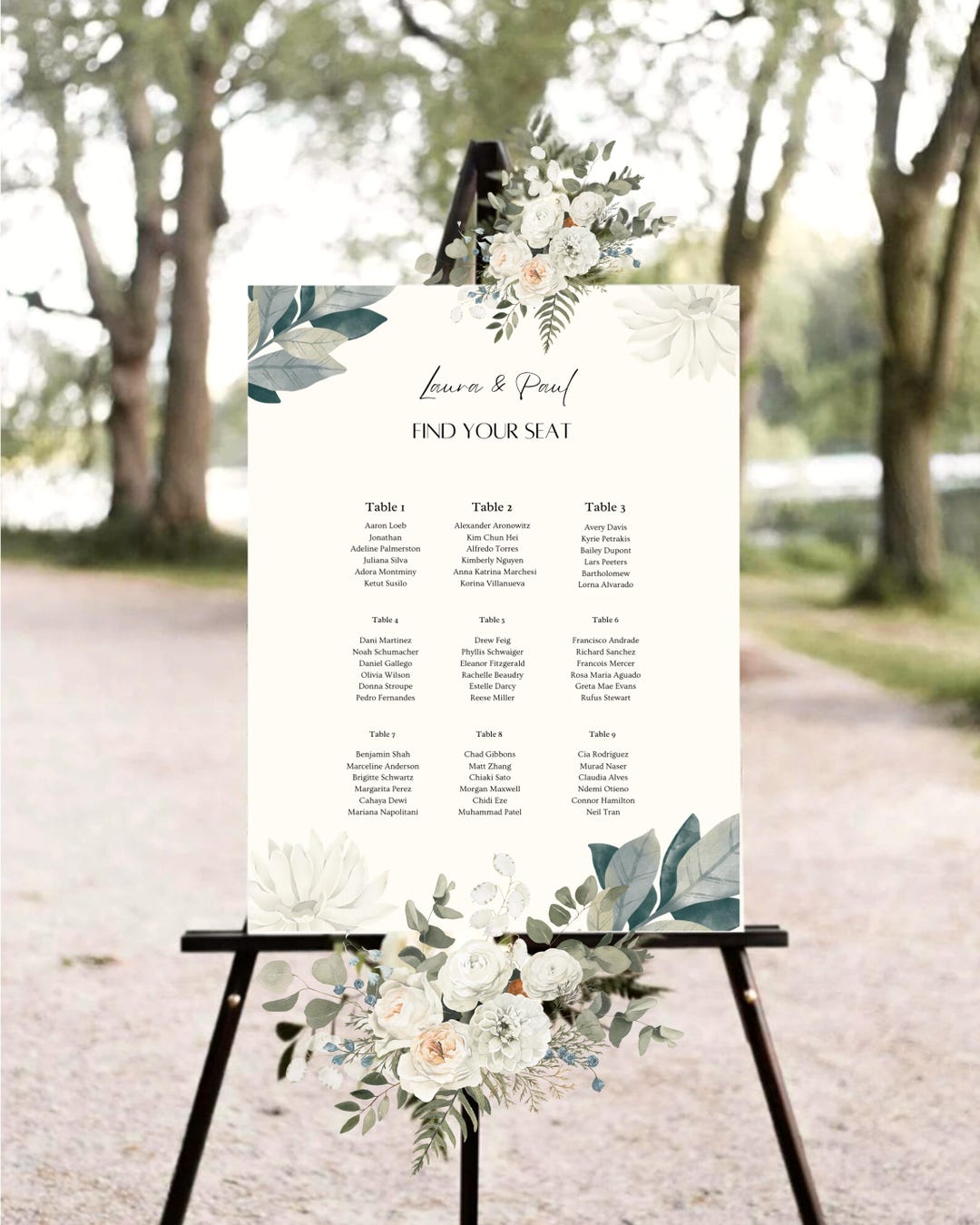 Wedding Seating Chart Table Numbers TEMPLATES on CANVA Stylish Design ...