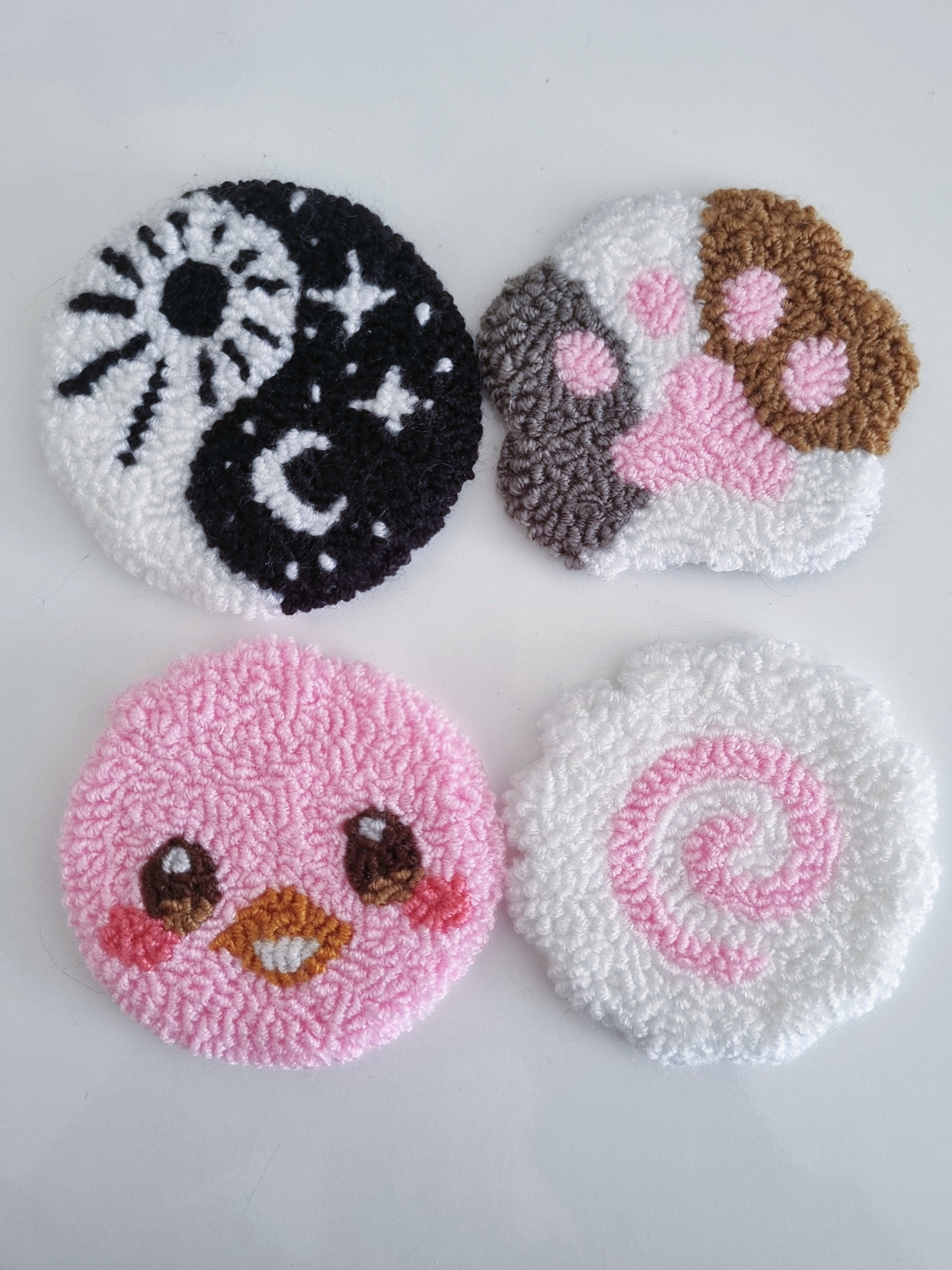 Set of 2 Car Coasters, Customisable Decor, Kawaii Cute, Pink Flower ...