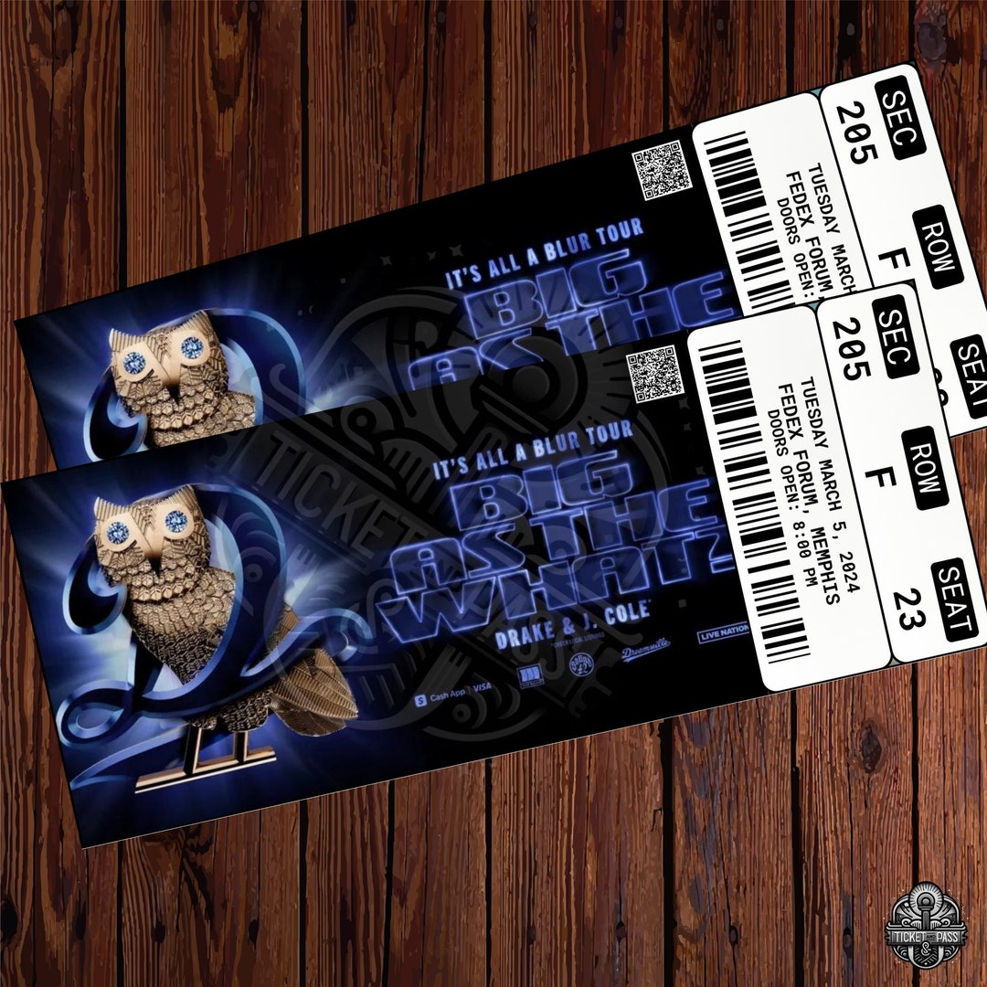 Drake 2024 Concert Ticket Printable Tour / All Dates / 'it's All A Blur ...