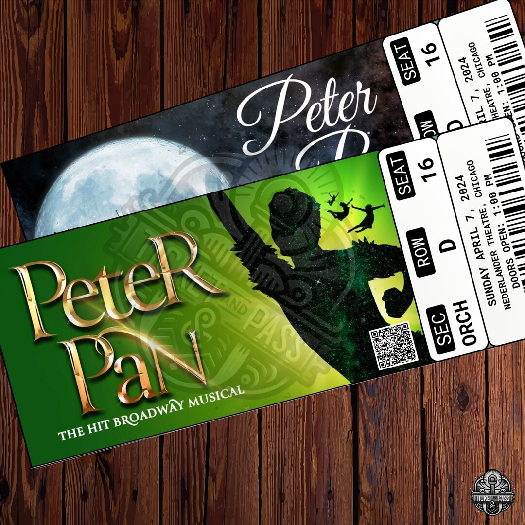 Printable Peter Pan Ticket,musical Theatre Tickets,broadway West End ...