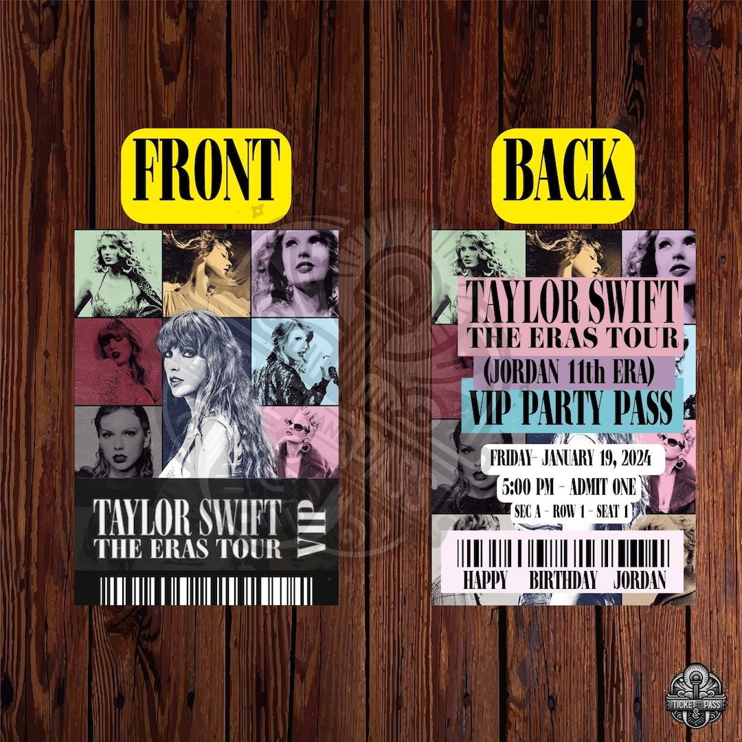 Cartão de cordão Taylor Swift The Eras 2024 Tour, passe falso para show ...