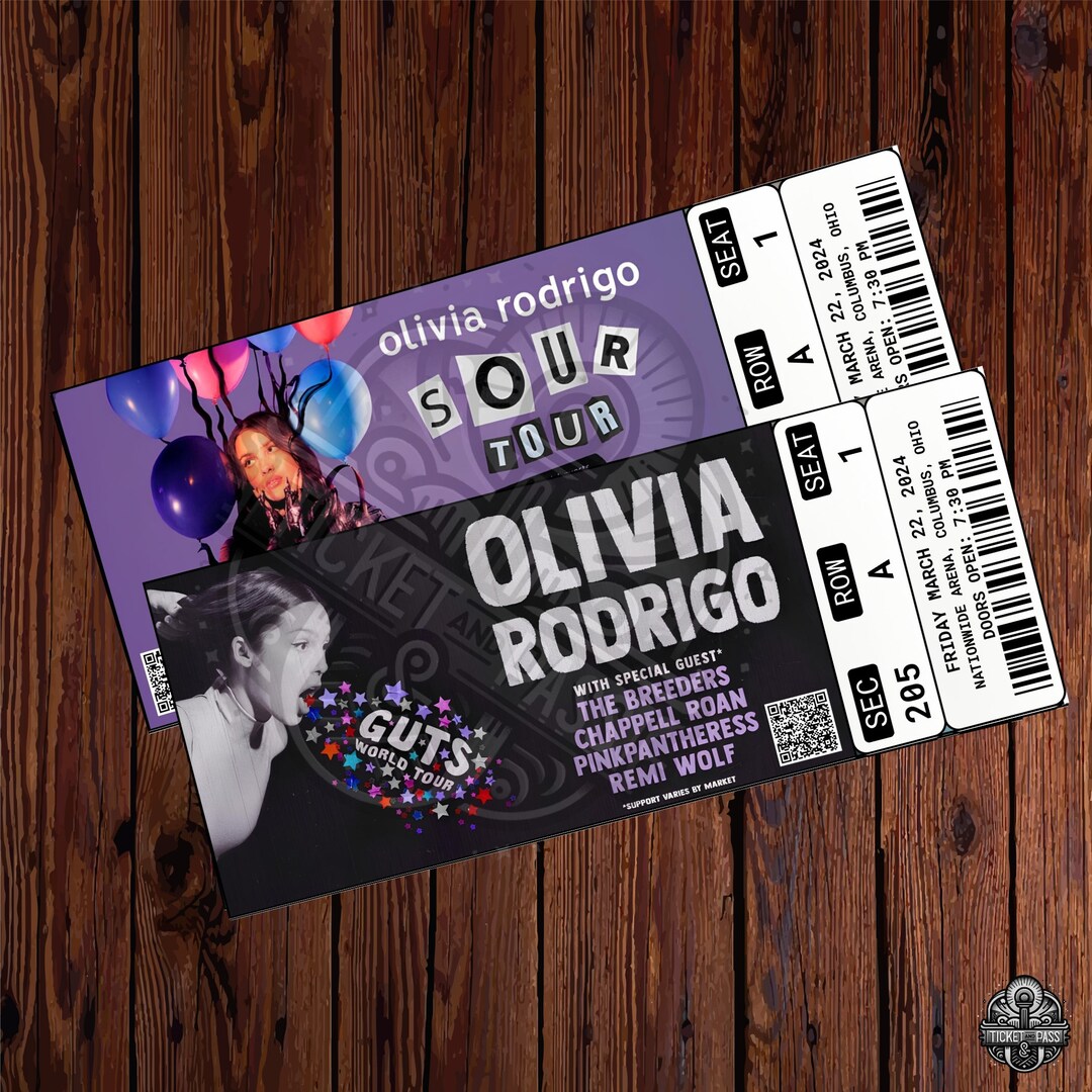 Printable Olivia Rodrigo Ticket Guts World Tour 2024 Music Concert Show ...