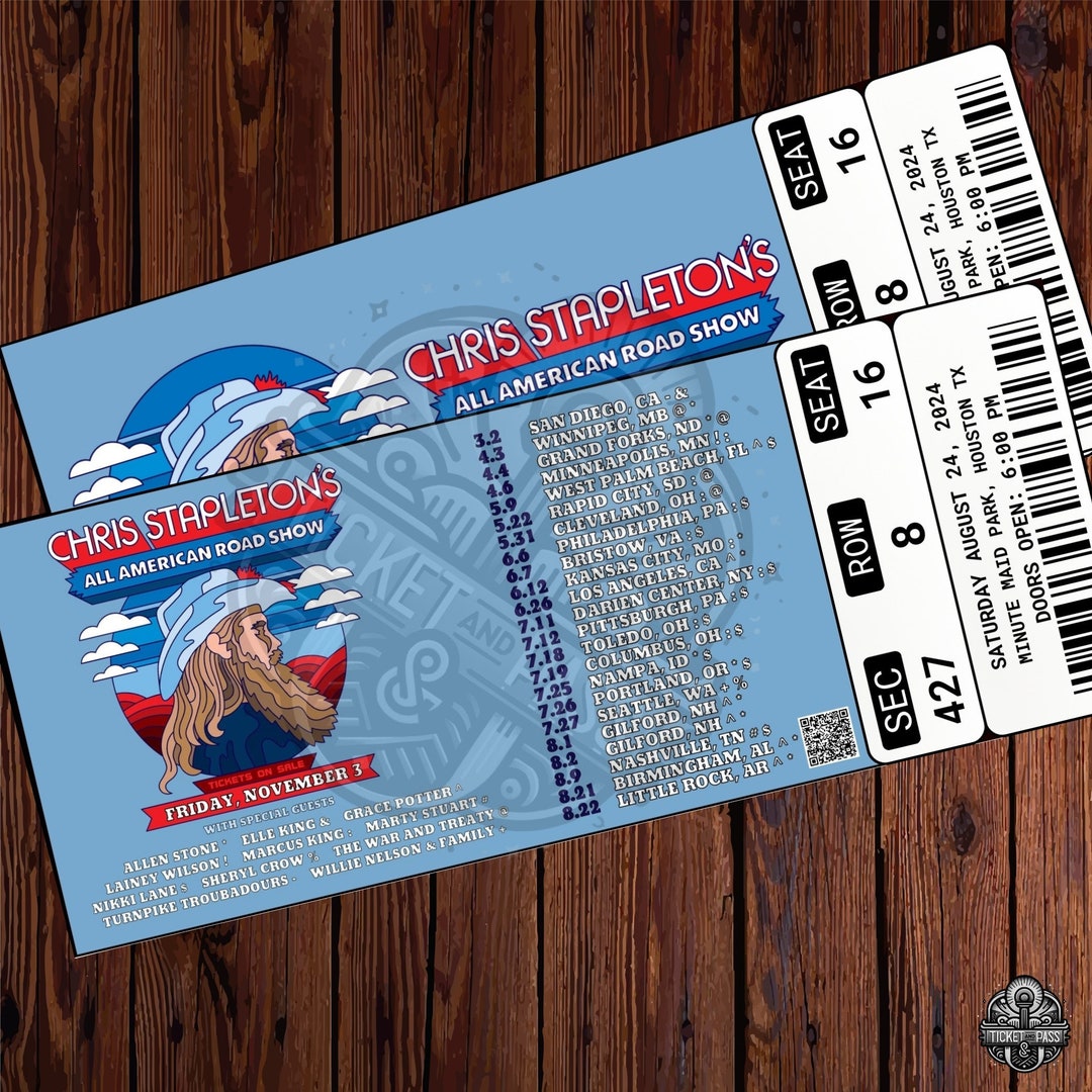 Printable Chris Stapleton Ticket All American Road Show Tour,music ...