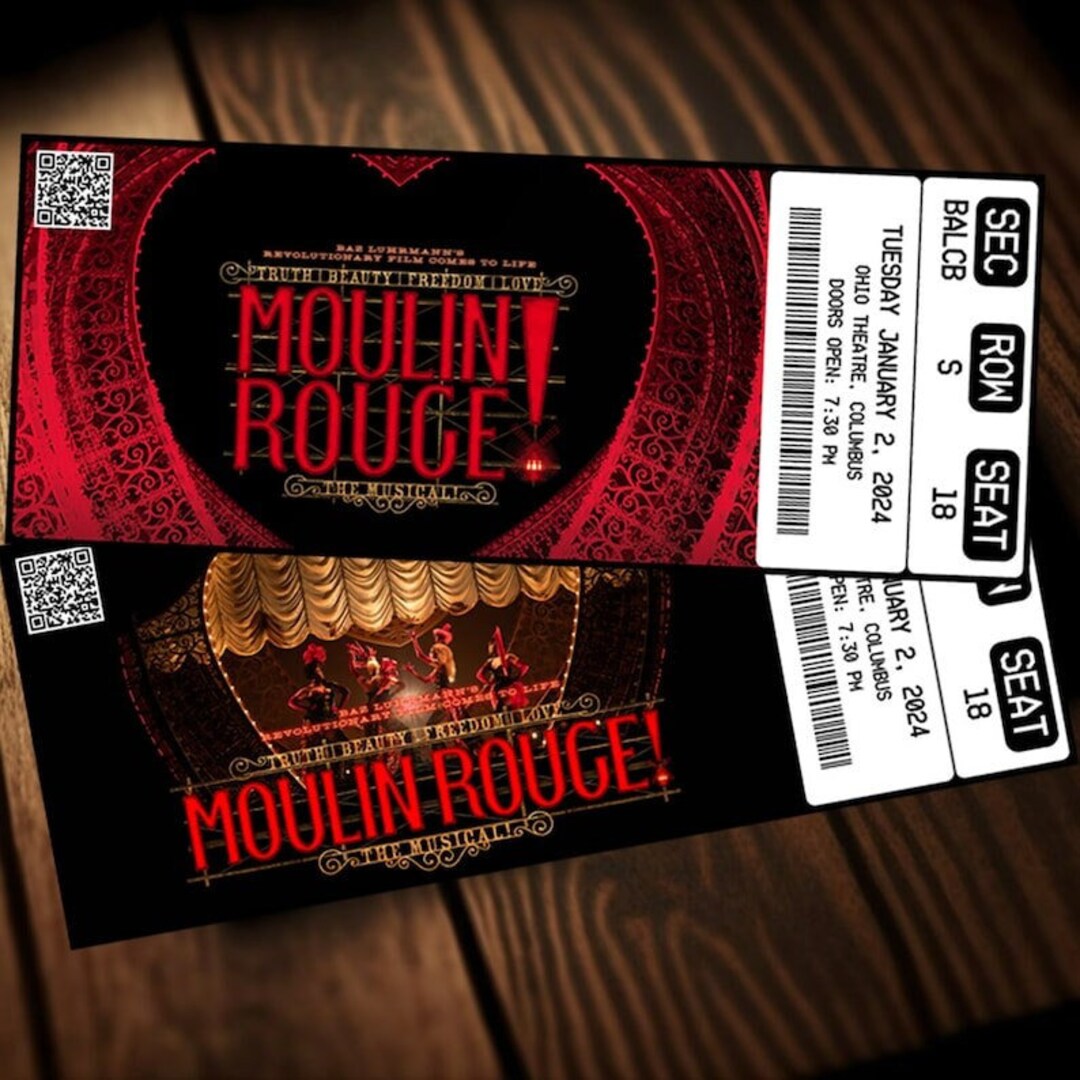 Printable Moulin Rouge Theatre Musical Ticket Broadway West End ...