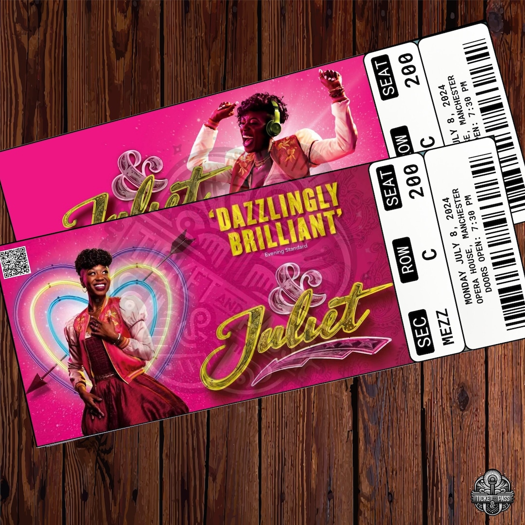 Printable & Juliet Ticket,musical Theatre Tickets,broadway West End ...