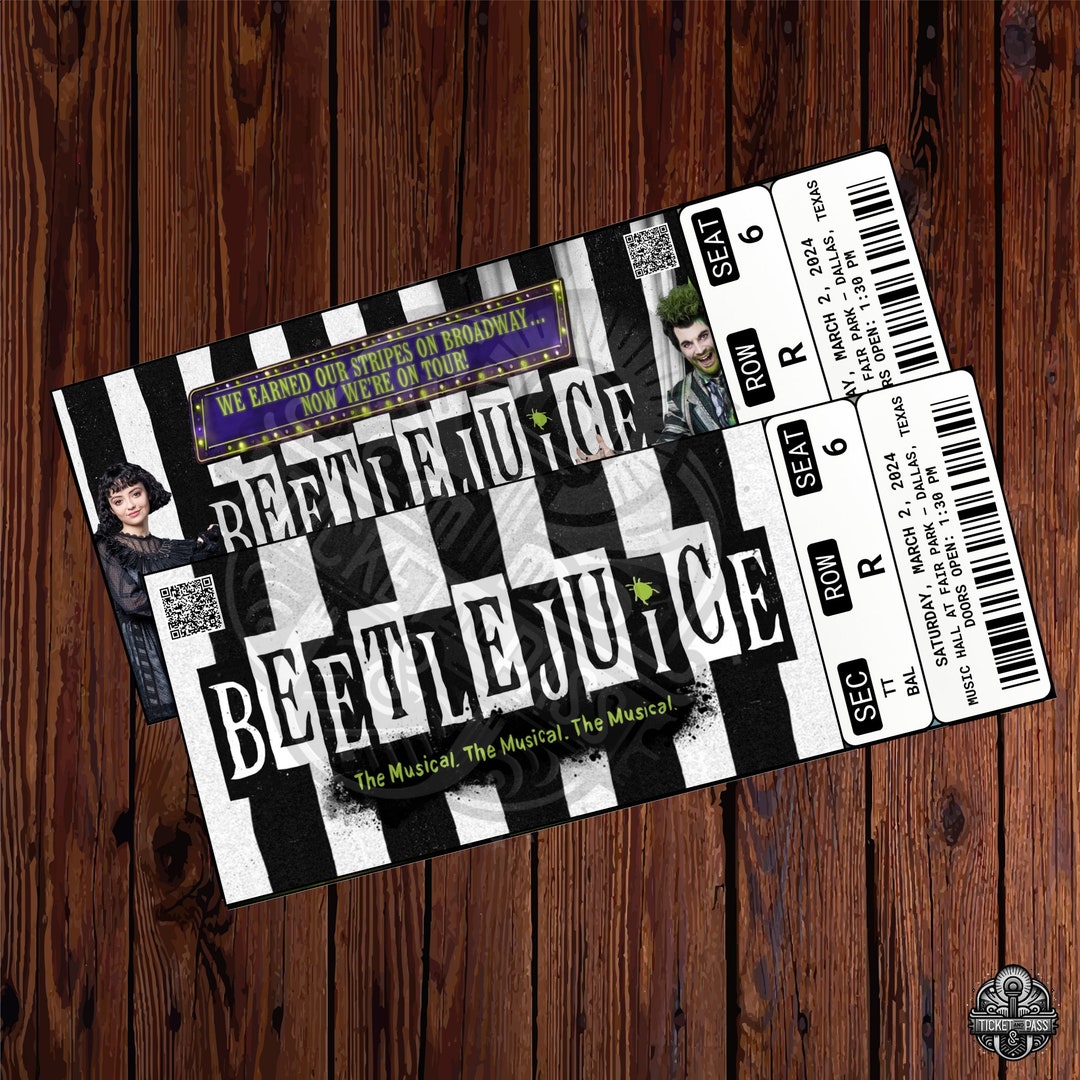 Printable Beetlejuice Theatre Musical Ticket Broadway West End Surprise ...