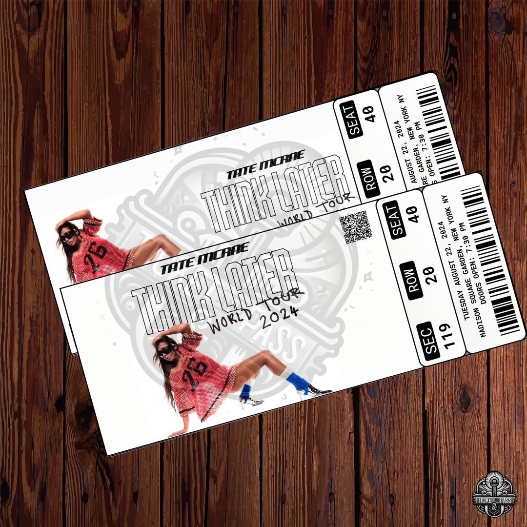 Printable Tate Mcrae Ticket think Later World Tour,music Concert Show ...