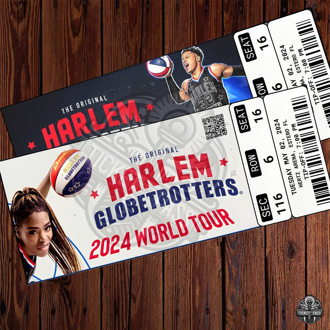 Printable Harlem Globe Trotters Ticket,basketball Game Tour Pass ...