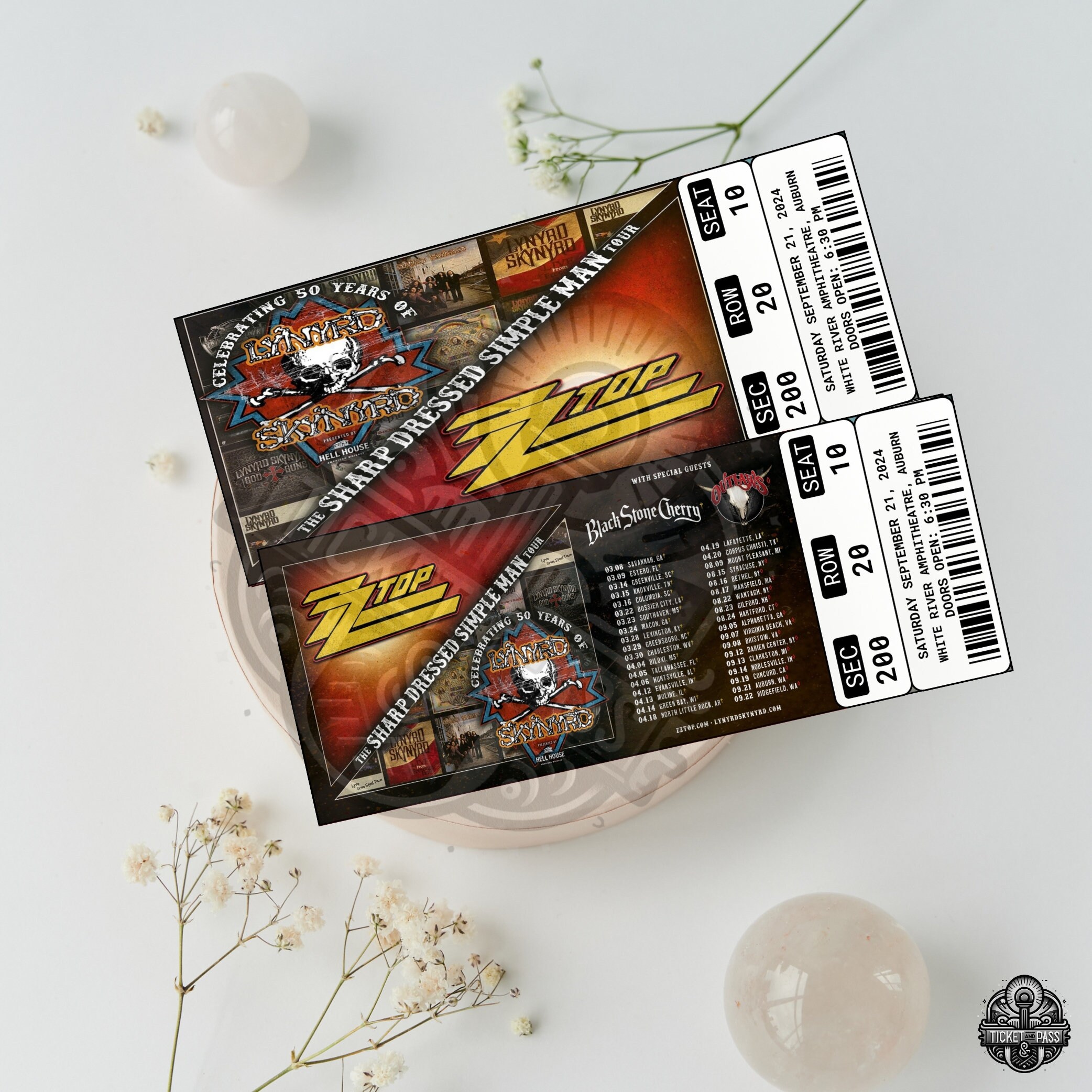 Printable ZZ Top & Lynyrd Skynyrd Ticket Sharp Dressed Simple Man Tour ...