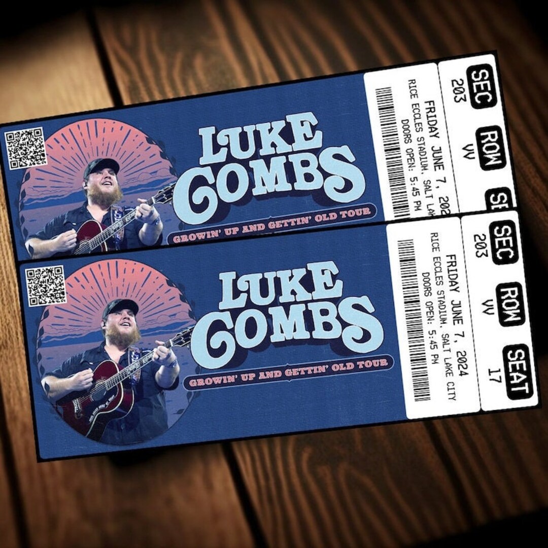Printable Luke Combs Ticket Growin' up and Gettin' Old Tour Music ...