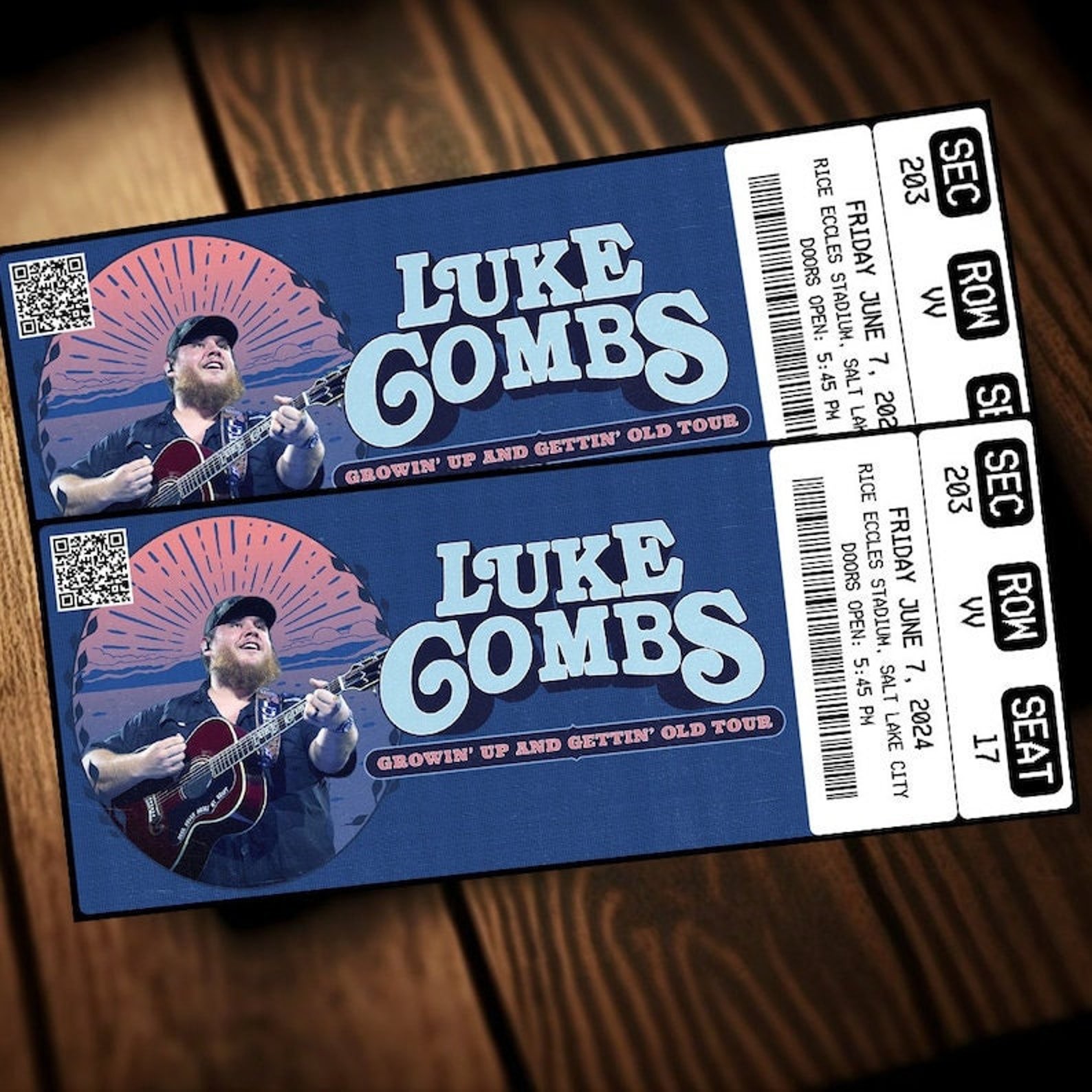 Printable Luke Combs Ticket Growin' up and Gettin' Old Tour Music ...