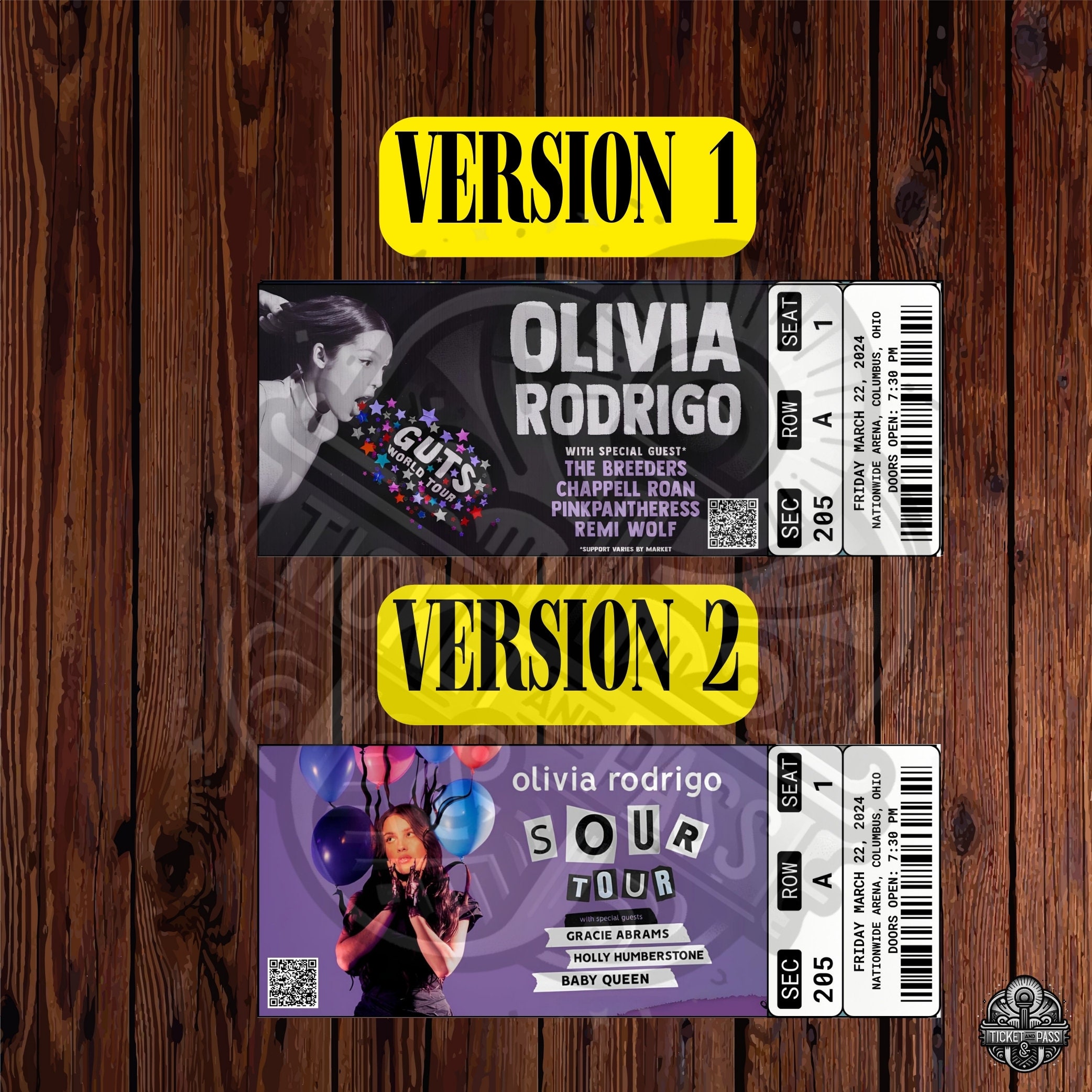 Printable Olivia Rodrigo Ticket Guts World Tour 2024 Music Concert Show ...