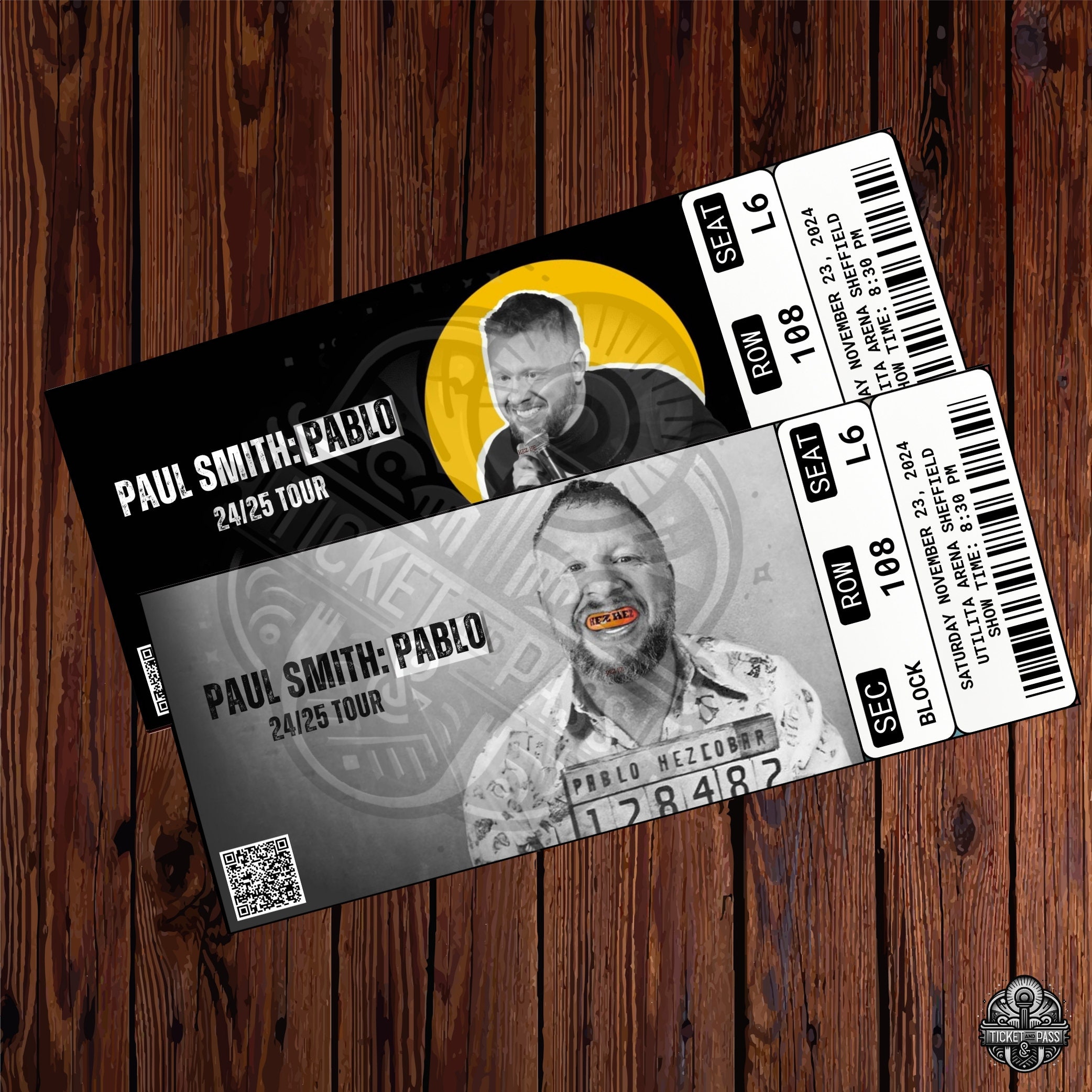 Printable Paul Smith Ticket Pablo Tour Live Comedy Show Pass Surprise Gift Reveal Editable ...