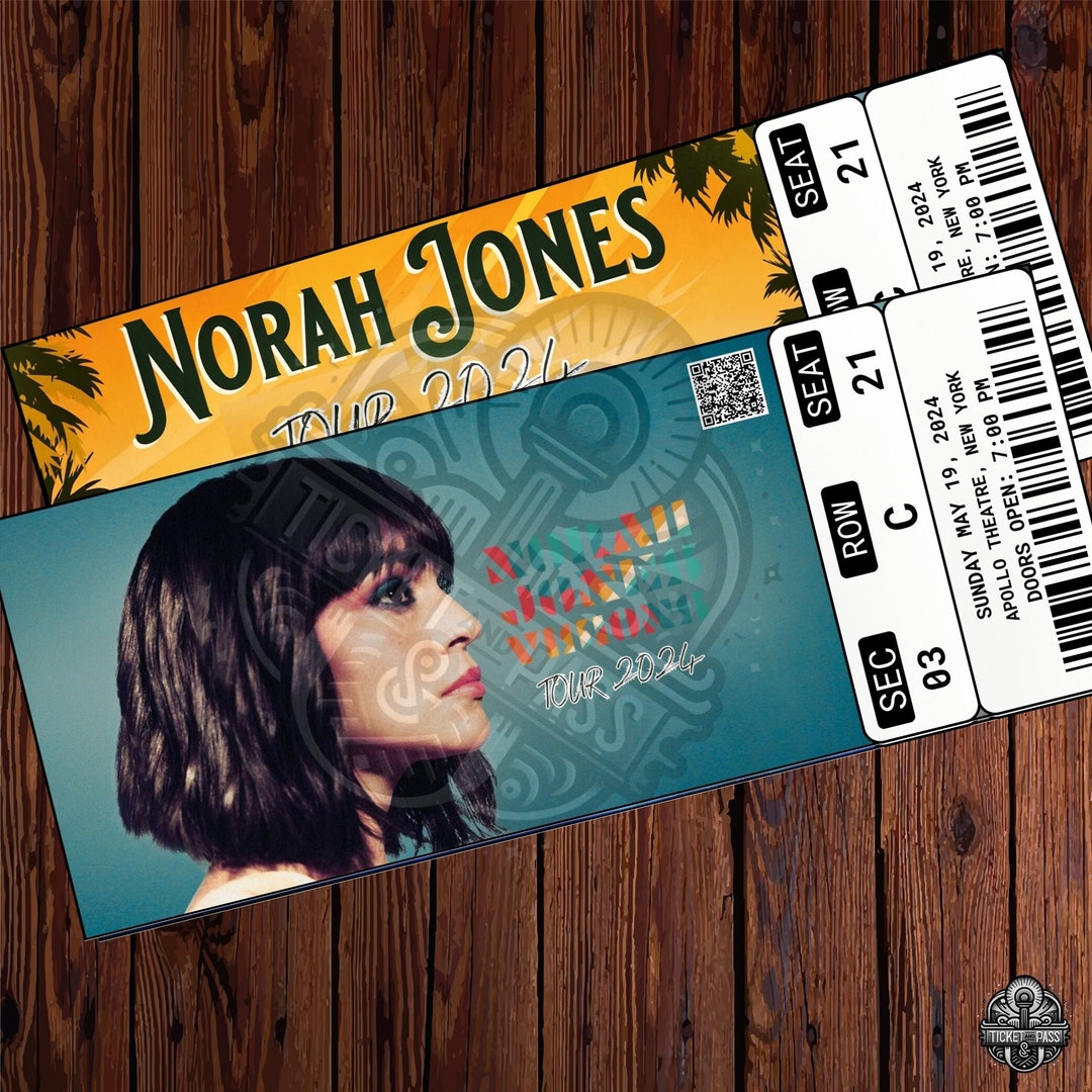 Printable Norah Jones Ticket Visions Tour,music Concert Show Pass ...