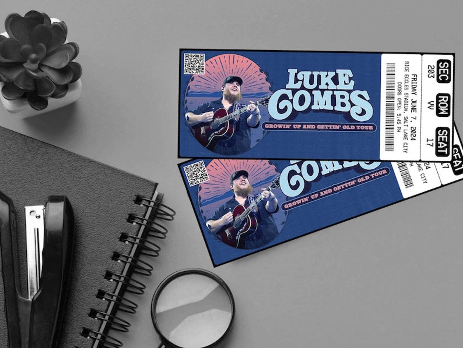 Printable Luke Combs Ticket Growin' up and Gettin' Old Tour Music ...
