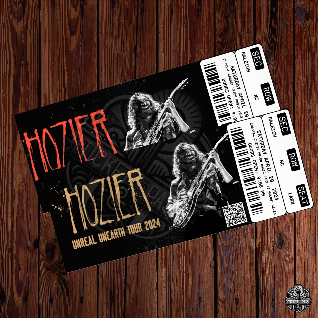 Printable Hozier Ticket Unreal Unearth Tour 2024 Music Concert Show Pass Surprise Gift Reveal ...