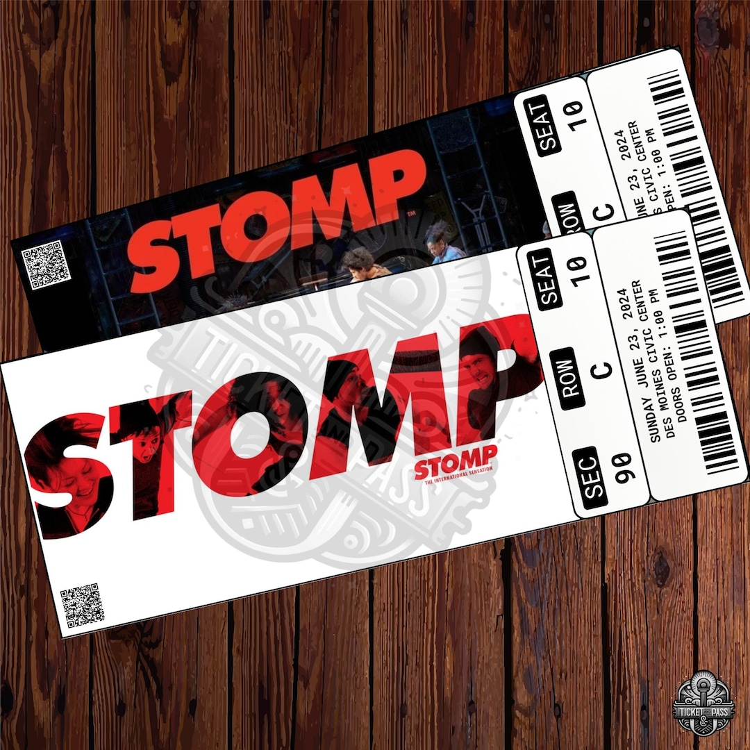 Printable Stomp Ticket,musical Theatre Tickets,broadway West End ...