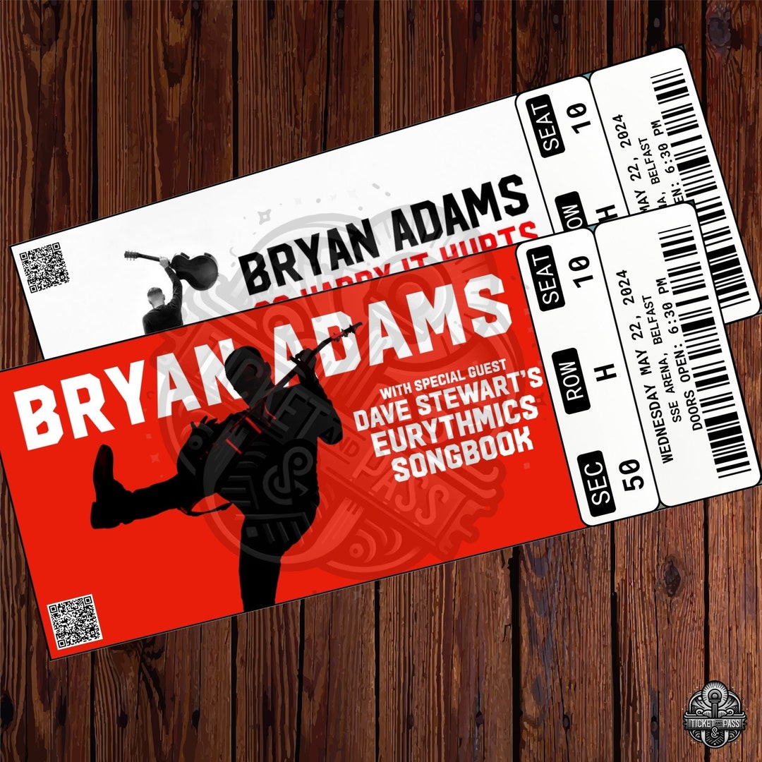 Printable Bryan Adams Ticket so Happy It Hurts Tour,music Concert Show ...