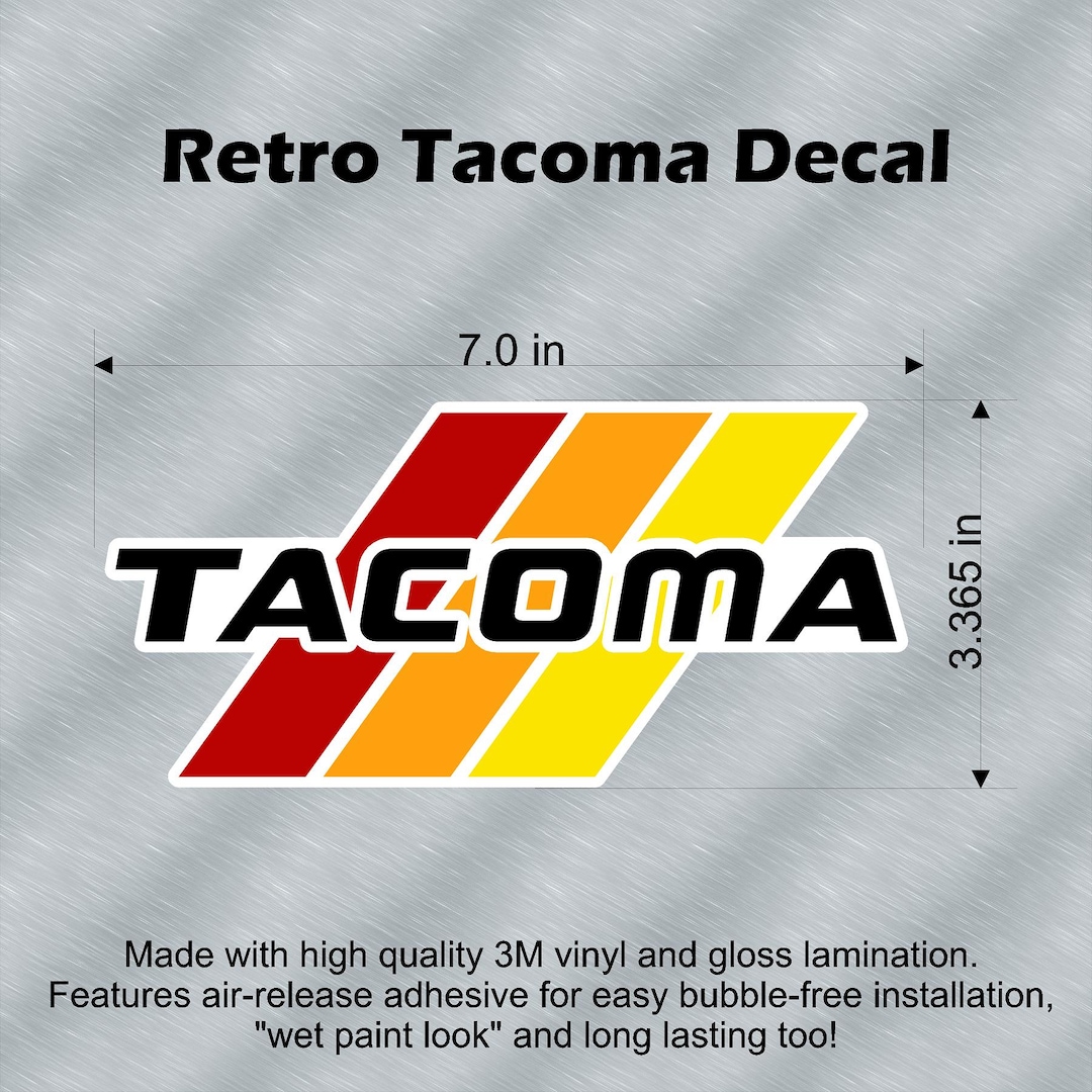 Retro Toyota Tacoma Decal, High Gloss 3M Vinyl (7" X 3.365") - Etsy Canada