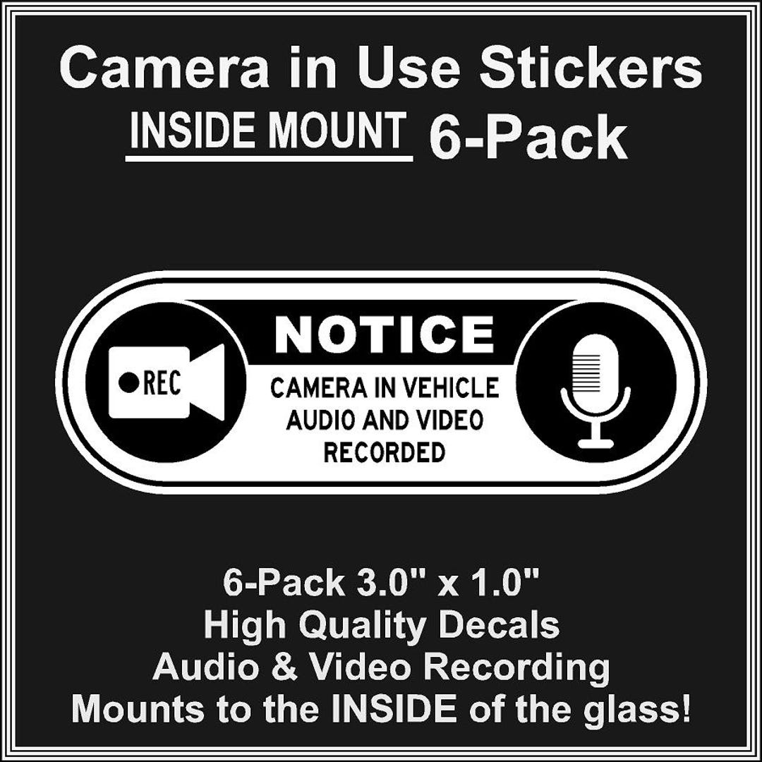 Video Recording Decals, Inside Mount Stickers for Uber, Lyft, Taxi (6 ...