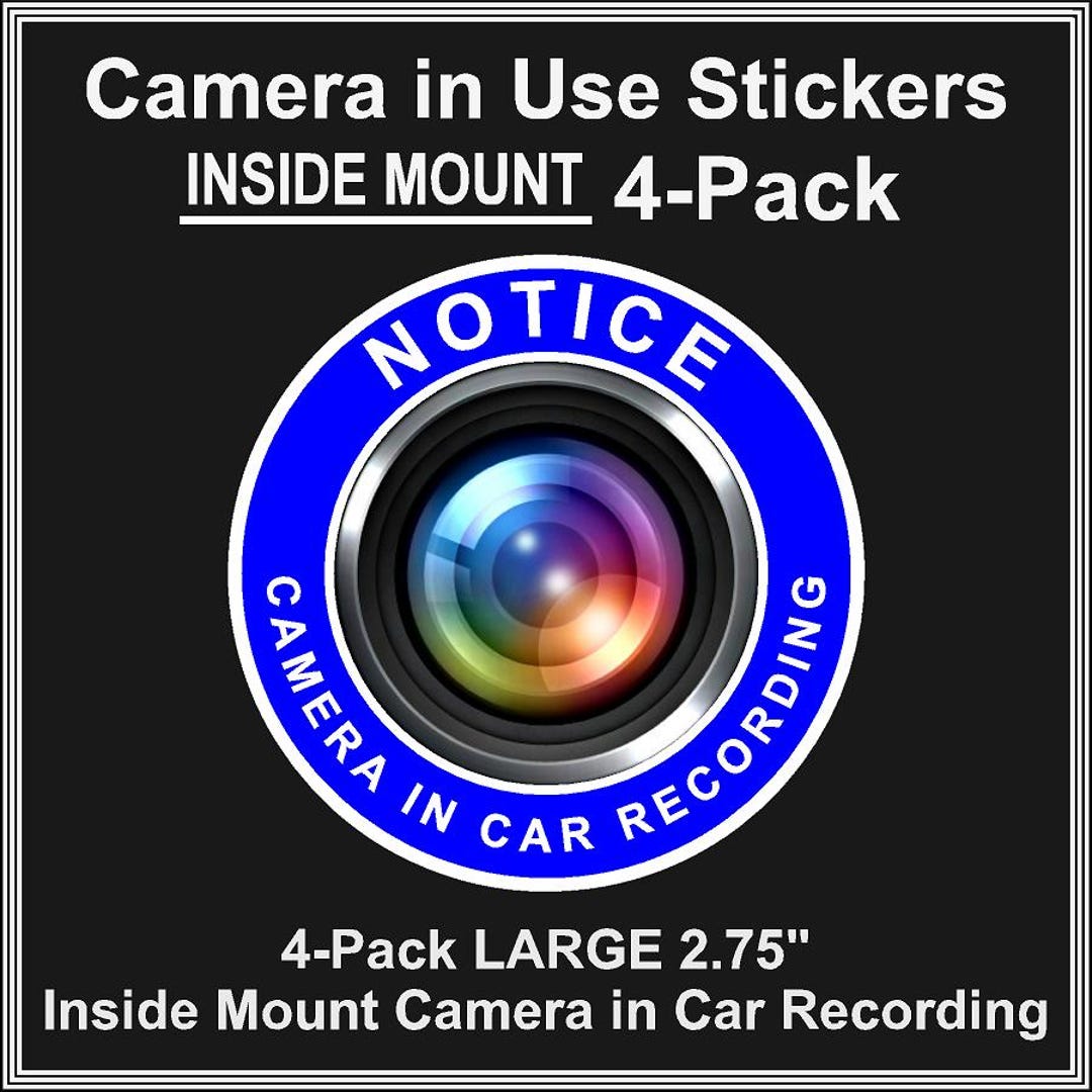 Video Recording Decals, Large Inside Mount Stickers for Uber, Lyft ...