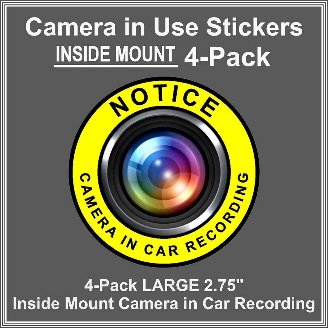 Video Recording Decals, Large Inside Mount Stickers for Uber, Lyft ...