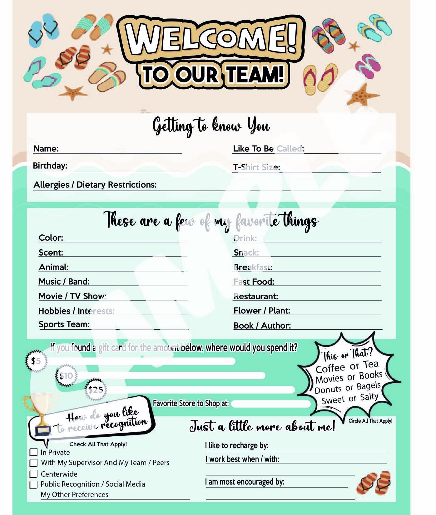 Getting to Know You Printable | Coworker Questions | All About Me ...