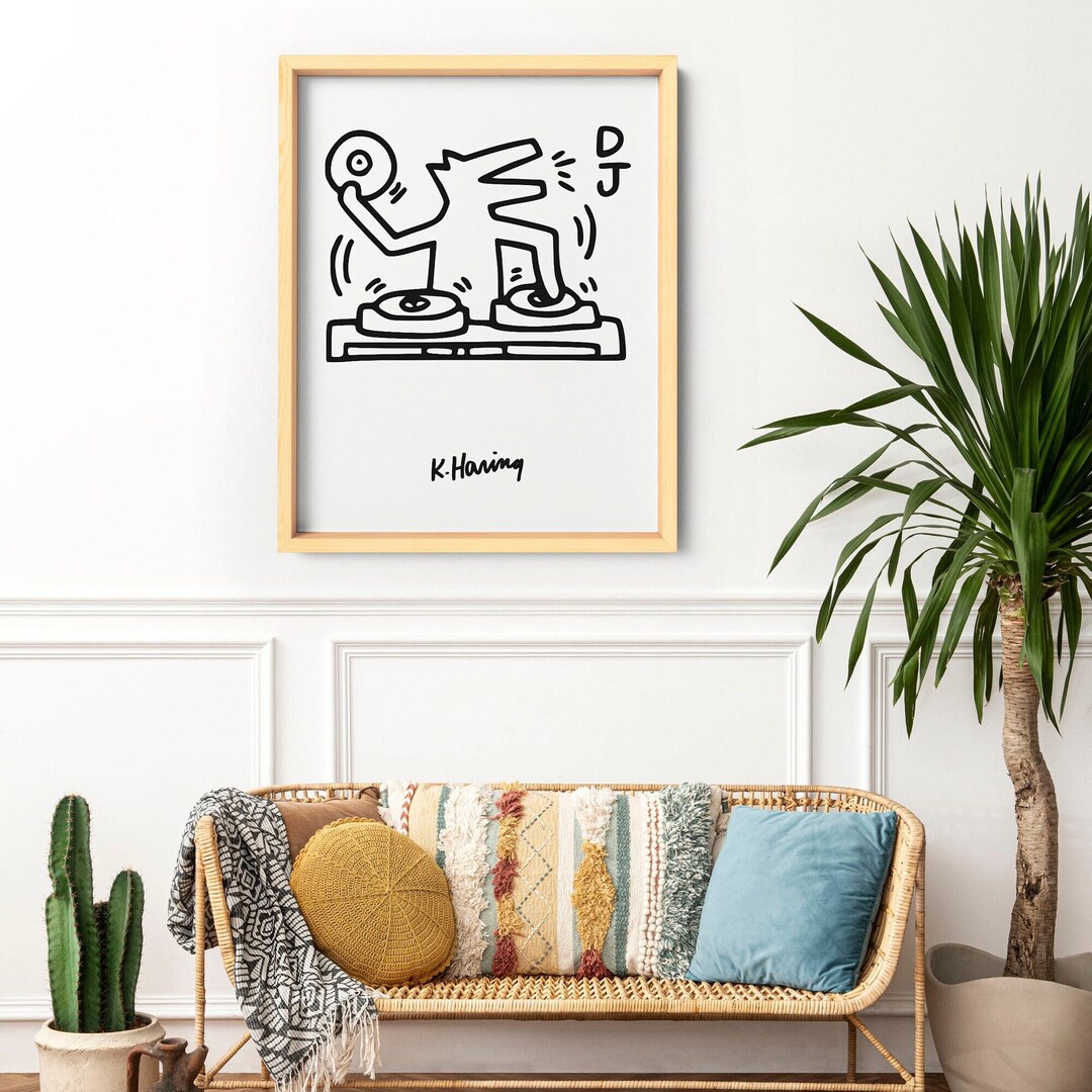 Keith Haring DJ Dog Sign, Exhibition Home Decor, Farmhouse Decor, Keith ...