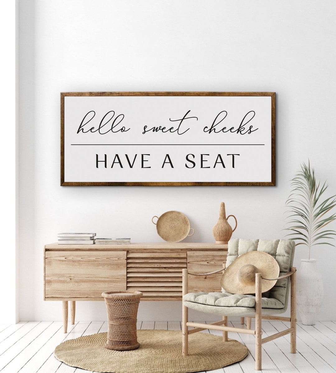 Hello Sweet Cheeks Have A Seat Sign, Farmhouse Bathroom Sign, Bathroom ...