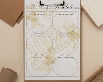 Customize Your Minimalist 2024 New Years' Resolution Printable Digital ...