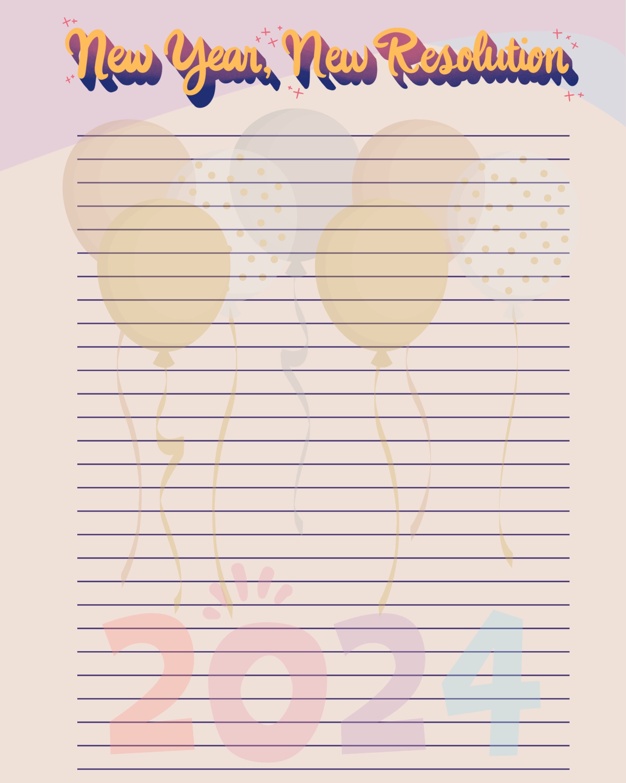 Customize Your Minimalist 2024 New Years' Resolution Printable Digital ...