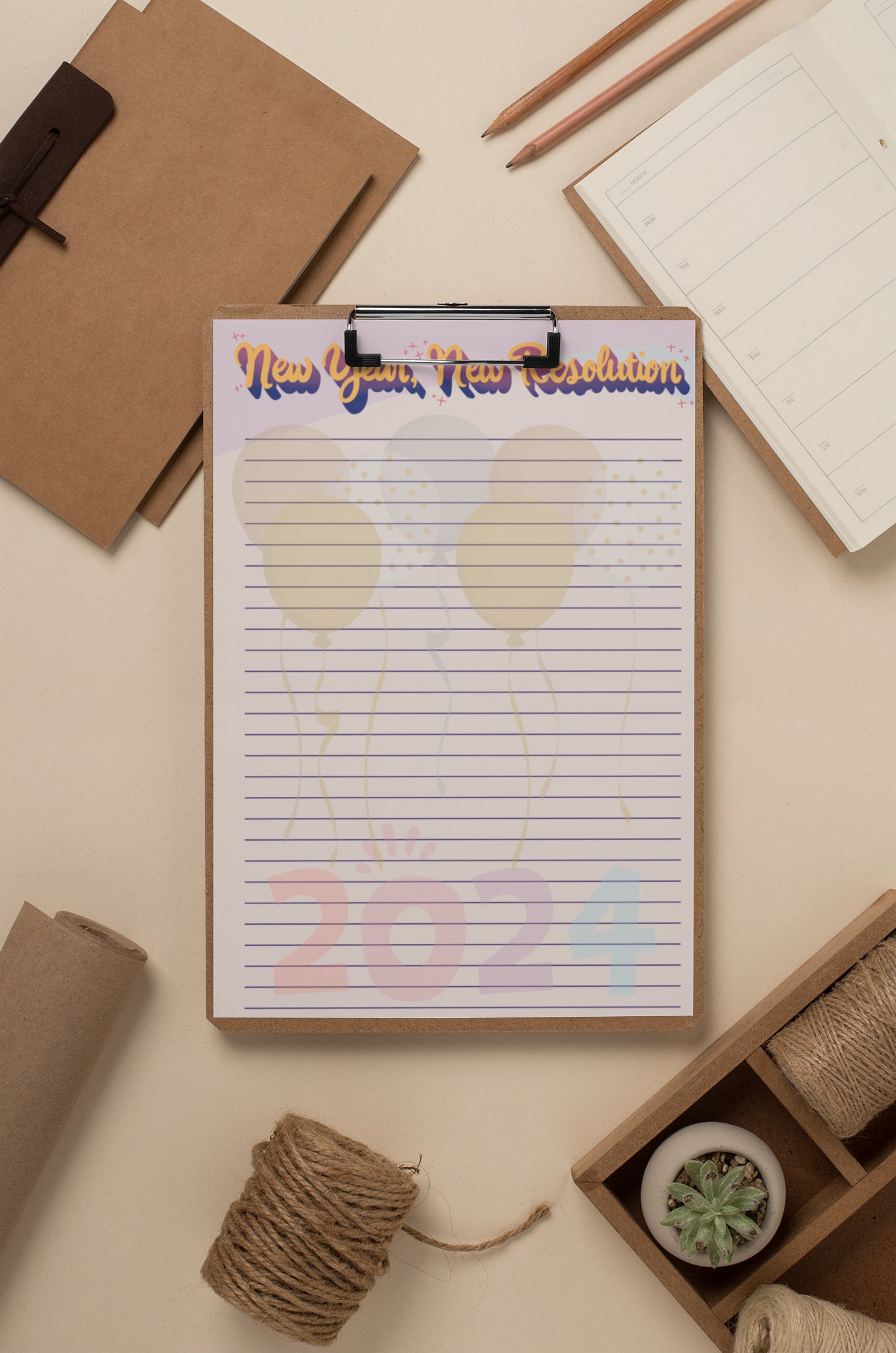 Customize Your Minimalist 2024 New Years' Resolution Printable Digital ...