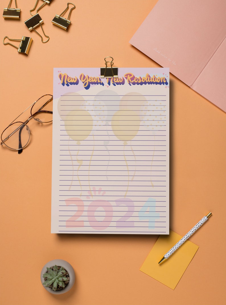 Customize Your Minimalist 2024 New Years' Resolution Printable Digital ...