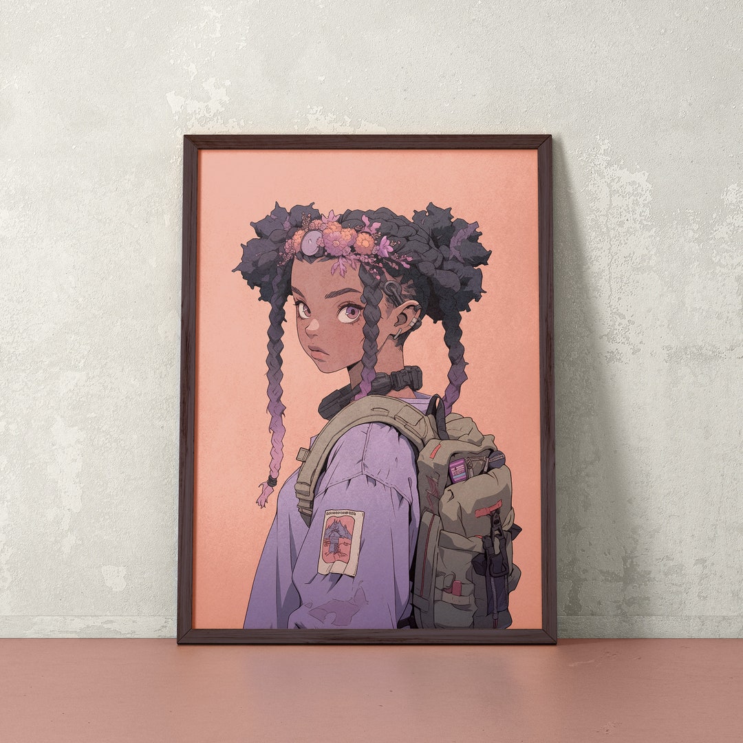 Black Anime Wall Art: Adrienne - Etsy