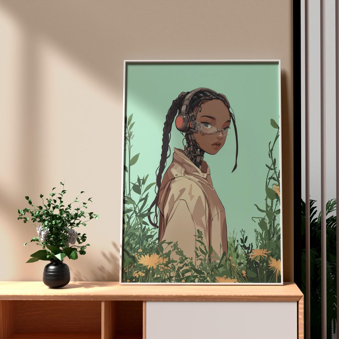 Black Anime Wall Art: Alani - Etsy