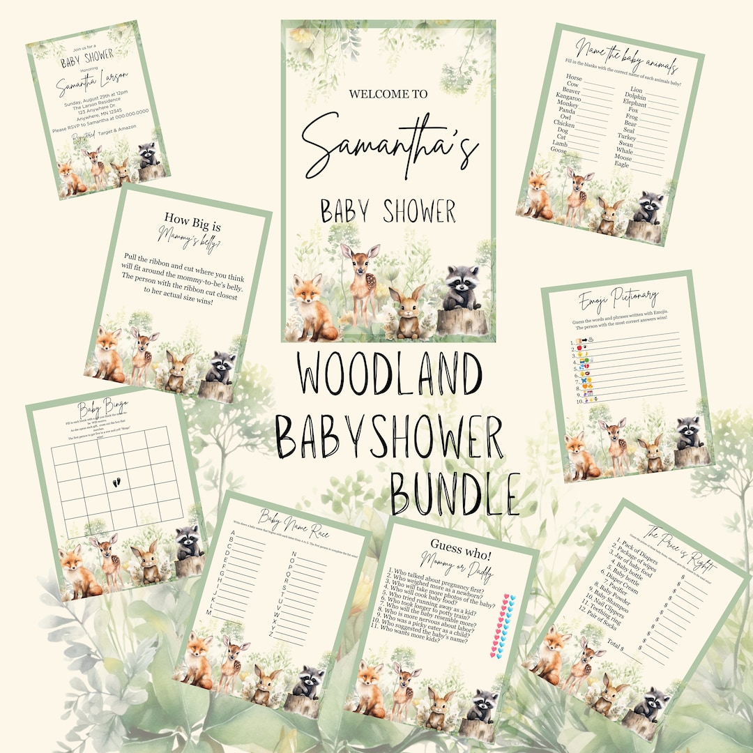 Woodland Baby Shower, Forest Animals Baby Shower, Baby Shower Woodland ...