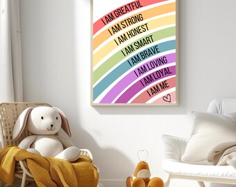 Affirmations for Kids, Classroom Posters, I Am Affirmations, Playroom ...