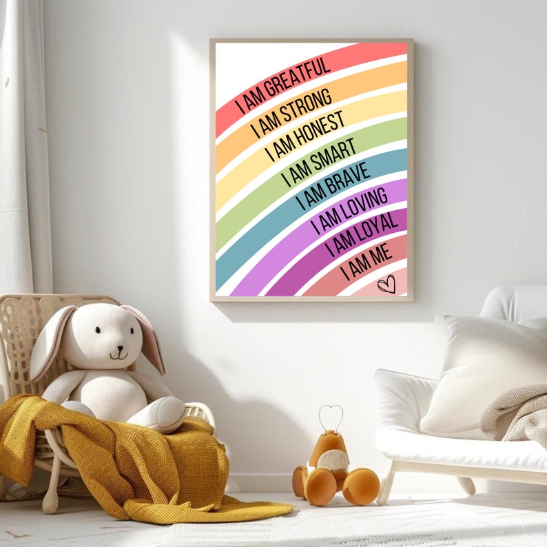 Rainbow Kids Affirmation Poster | Classroom Decor Printable | Self Love ...