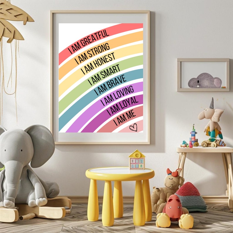 Rainbow Kids Affirmation Poster | Classroom Decor Printable | Self Love ...