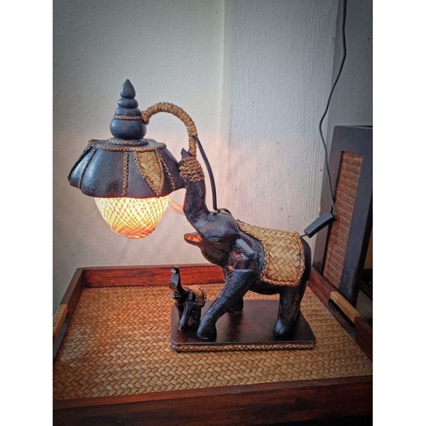 Antique Elephant Lamp - Etsy