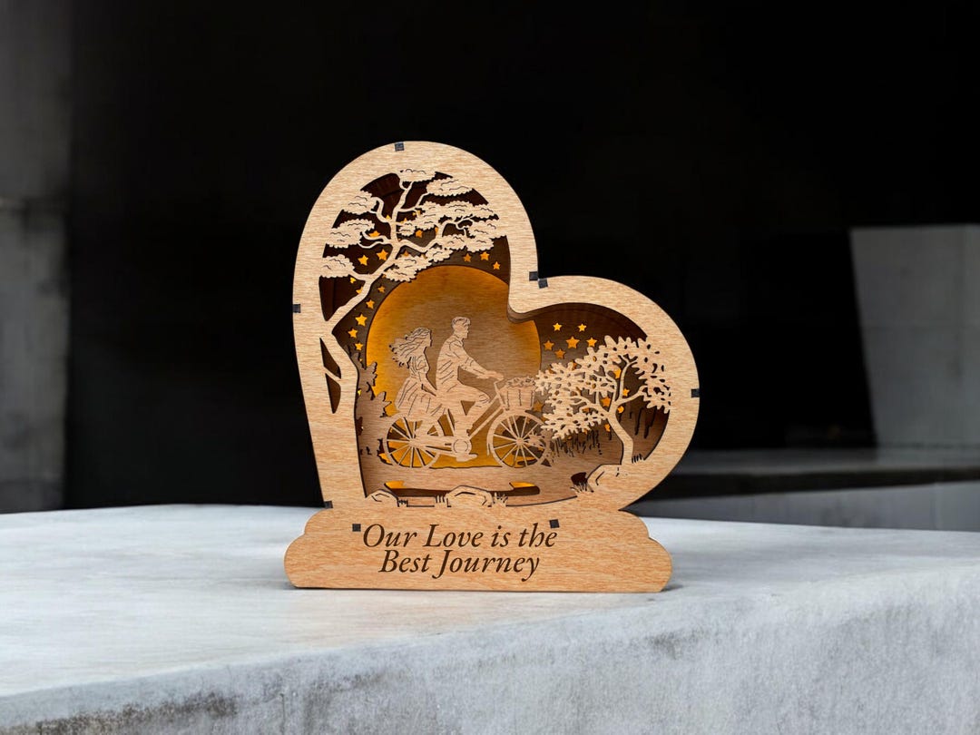 Customizable Wooden Heart Lamp. Romantic Couple Gift, LED Night Light ...